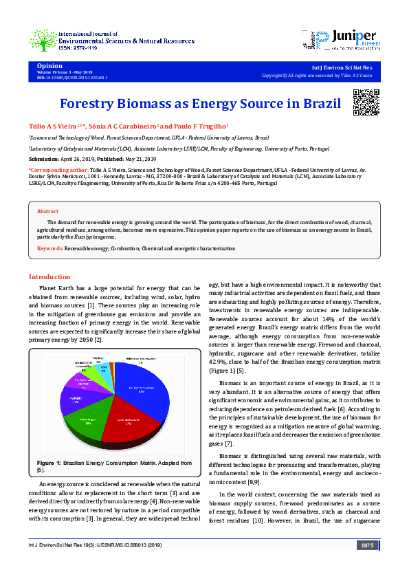 (PDF) Forestry Biomass as Energy Source in Brazil