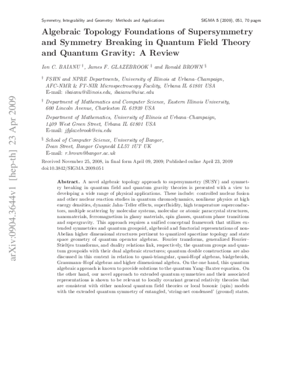 (PDF) Algebraic Topology Foundations of Supersymmetry and Symmetry ...