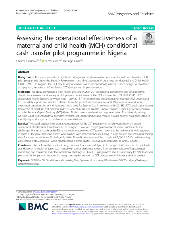 (PDF) Assessing the operational effectiveness of a maternal and child ...