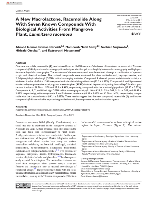 (PDF) A New Macrolactone, Racemolide Along With Seven Known Compounds ...