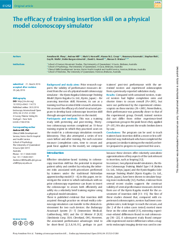 (PDF) The efficacy of training insertion skill on a physical model ...