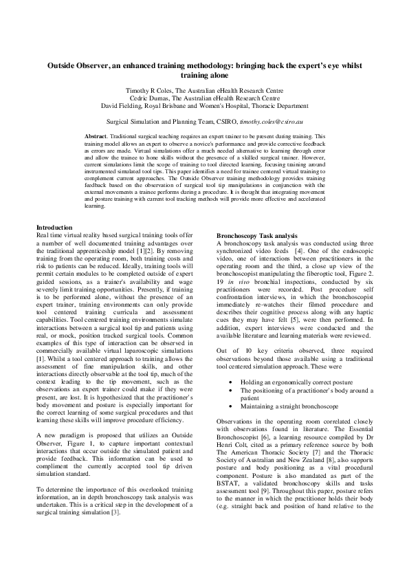 (PDF) Outside Observer, an Enhanced Training Methodology: Bringing Back ...