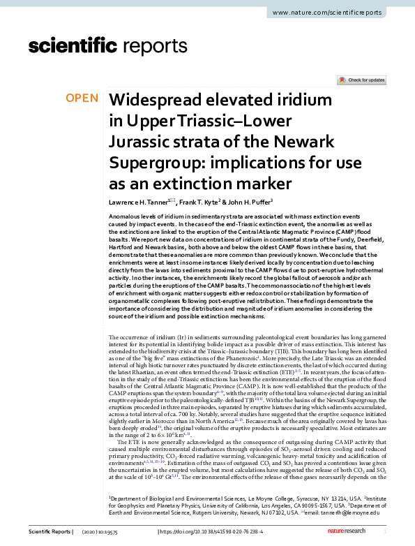 (PDF) Widespread elevated iridium in Upper Triassic–Lower Jurassic ...
