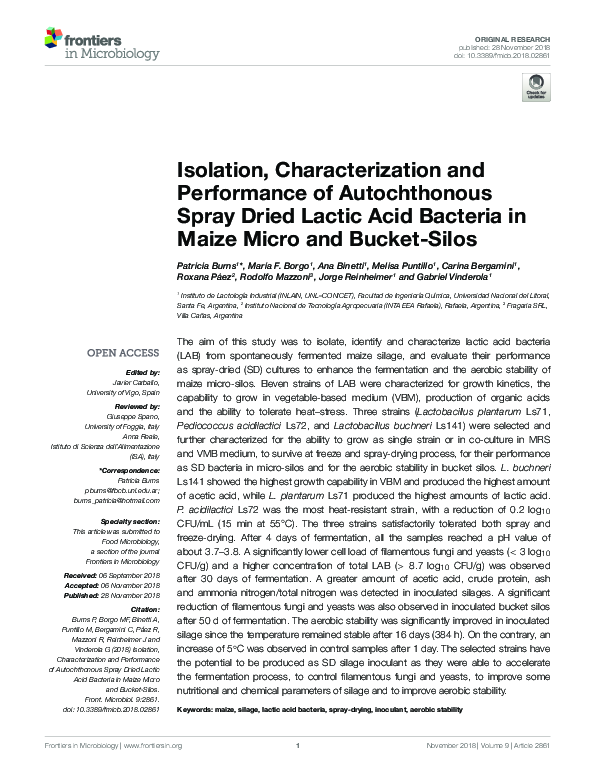 (PDF) Isolation, Characterization and Performance of Autochthonous Spray Dried Lactic Acid ...