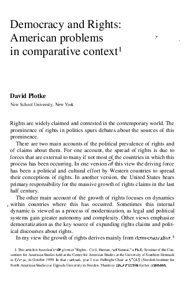 (PDF) Democracy and Rights: American problems in comparative context(1)