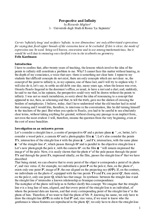 (DOC) Perspective and Infinity