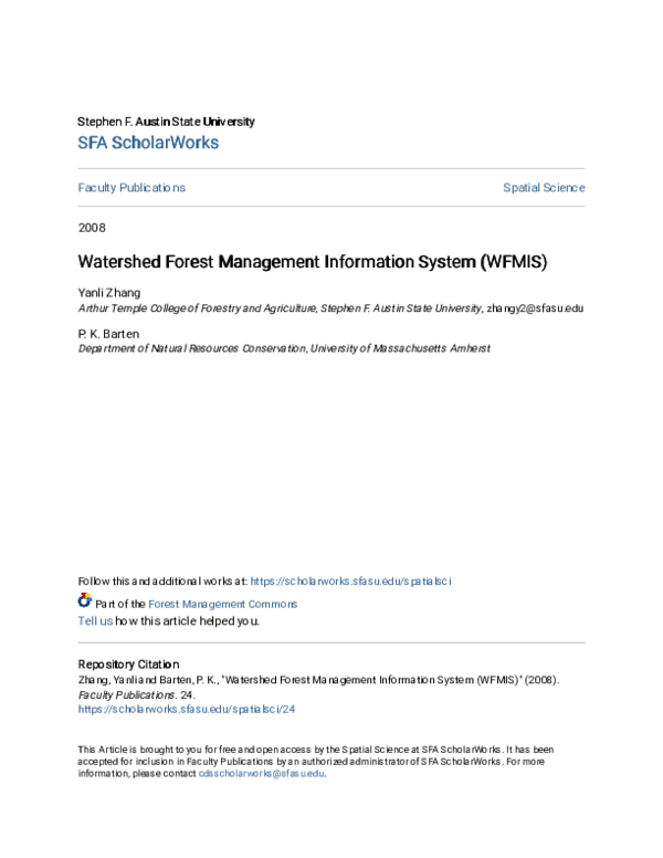 (PDF) Watershed Forest Management Information System (WFMIS)