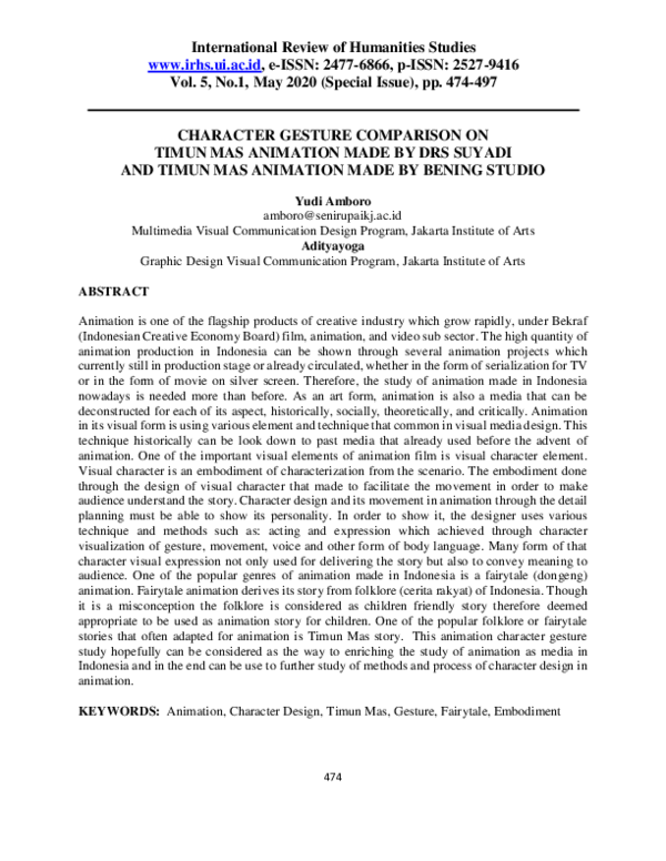 (PDF) Character Gesture Comparison on Timun Mas Animation Made by DRS ...
