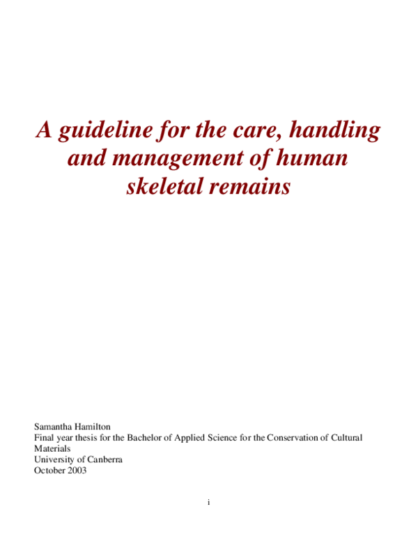 (PDF) A guide for the care, handling and management of human skeletal ...