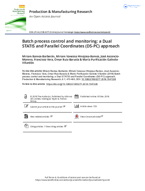 Pdf Batch Process Control And Monitoring A Dual Statis And Parallel Coordinates Ds Pc Approach