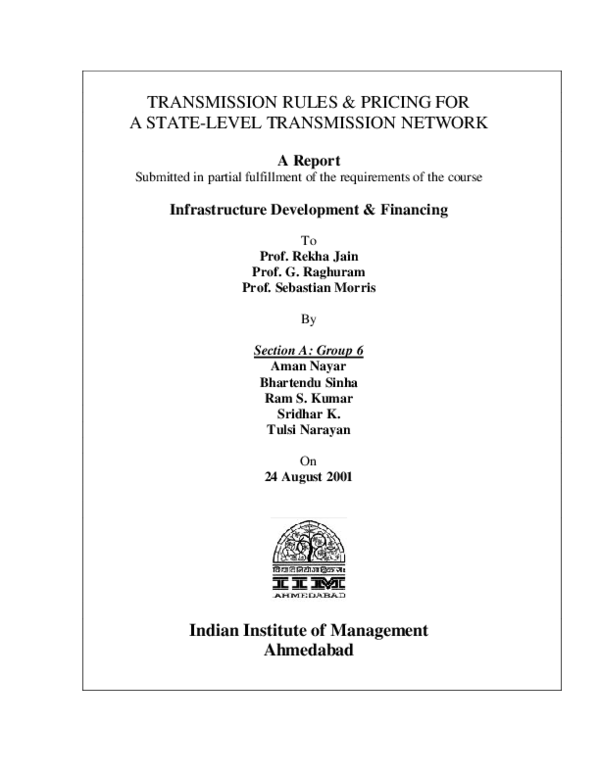(PDF) Transmission Rules & Pricing for a State-Level Transmission Network