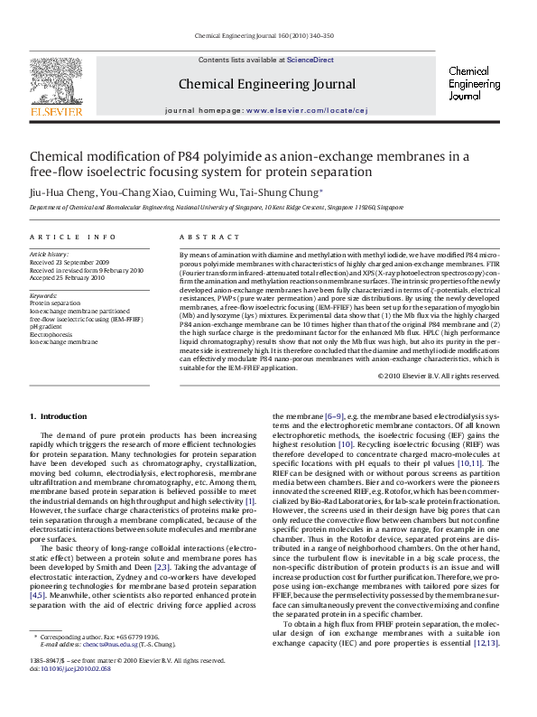 (PDF) Chemical modification of P84 polyimide as anion-exchange ...