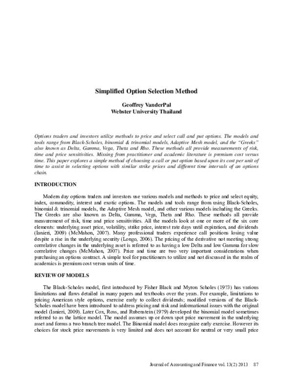 (PDF) Simplified Option Selection Method