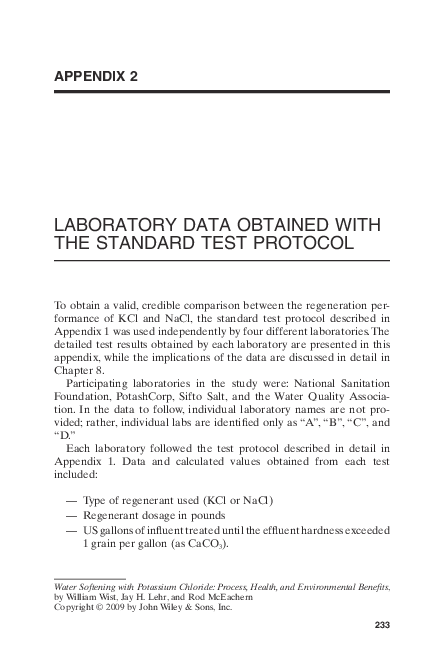 (PDF) Appendix 2: Laboratory Data Obtained with the Standard Test ...