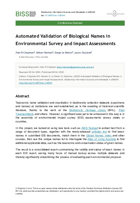 (PDF) Automated Validation of Biological Names in Environmental Survey ...