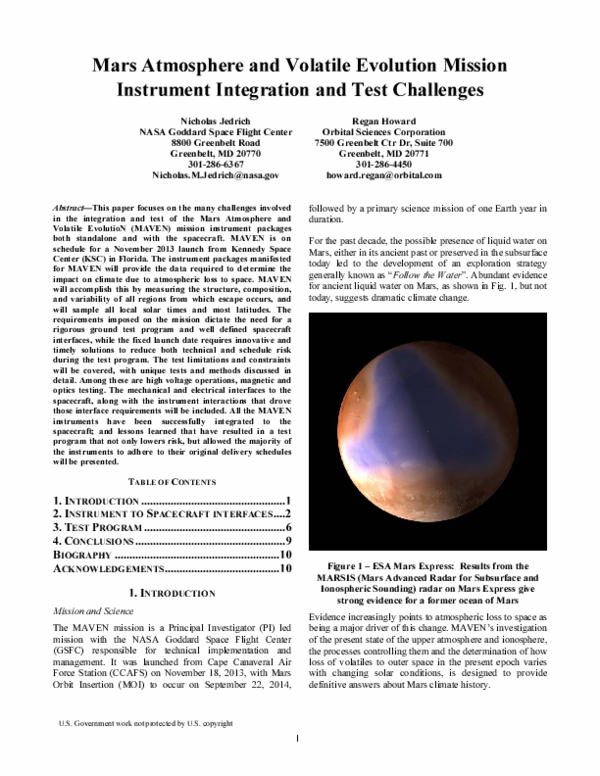 (PDF) Mars atmosphere and volatile evolution mission instrument ...
