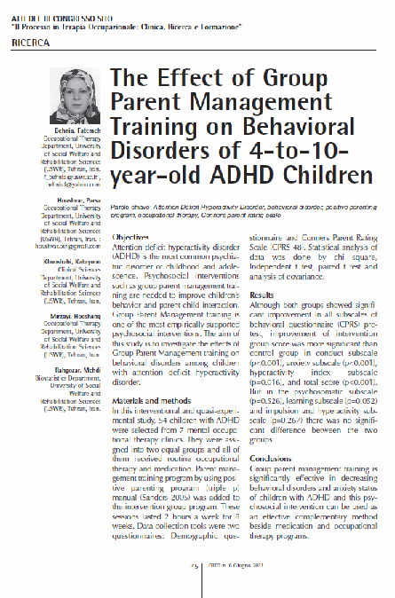 (PDF) The Effect of Group Parent Management Training on Behavioral ...