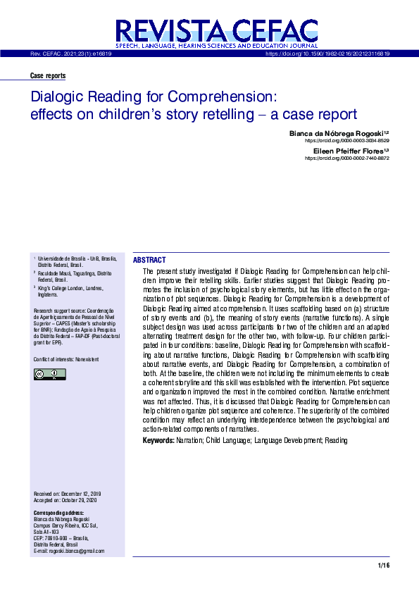 Dialogic Reading for Comprehension: effects on children's story ...