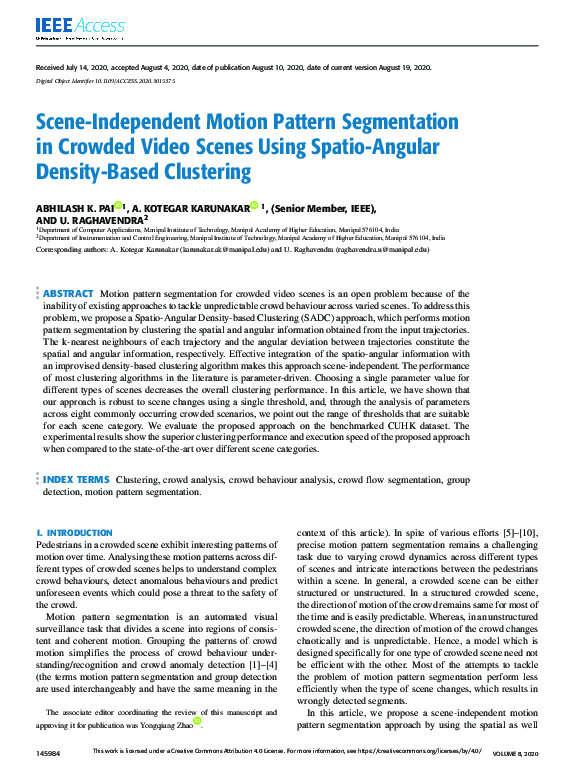 (PDF) Scene-Independent Motion Pattern Segmentation in Crowded Video Scenes Using Spatio-Angular ...