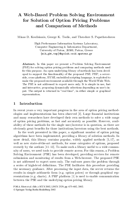 (PDF) A Web-Based Problem Solving Environment for Solution of Option Pricing Problems and ...