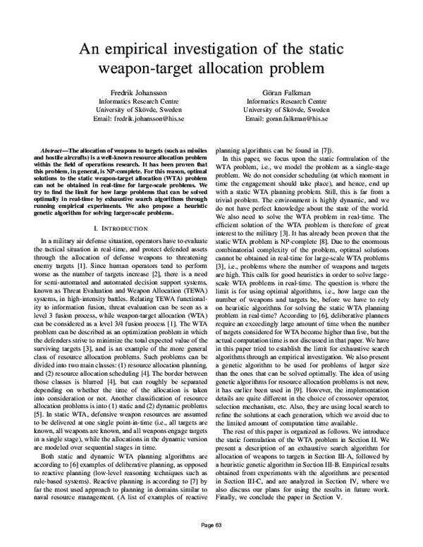 (PDF) An empirical investigation of the static weapon-target allocation ...