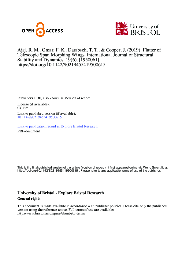 (PDF) Flutter of Telescopic Span Morphing Wings