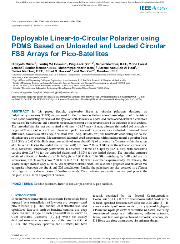 Pdf Deployable Linear To Circular Polarizer Using Pdms Based On