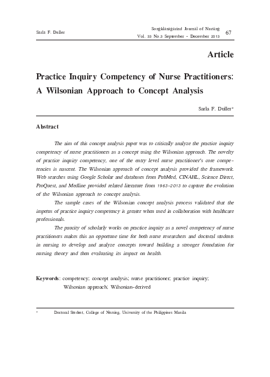 (PDF) Practice Inquiry Competency of Nurse Practitioners: A Wilsonian ...
