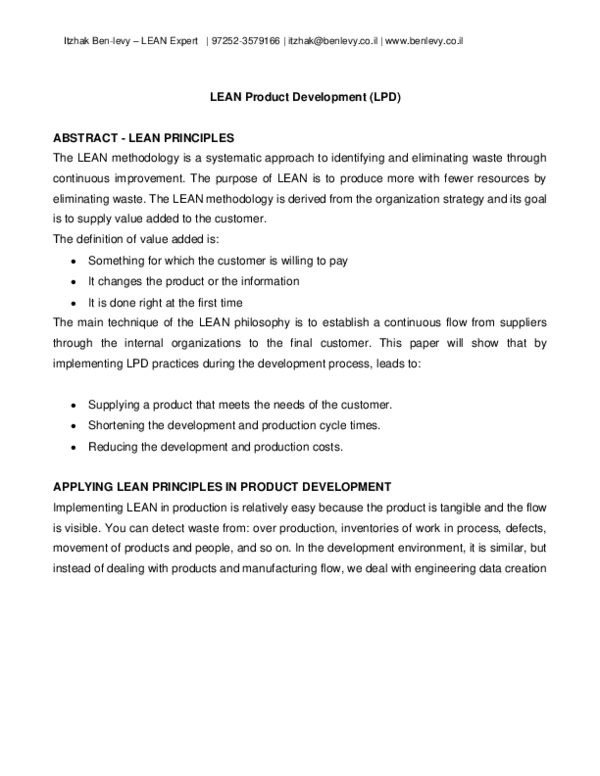 (PDF) LEAN Product Development