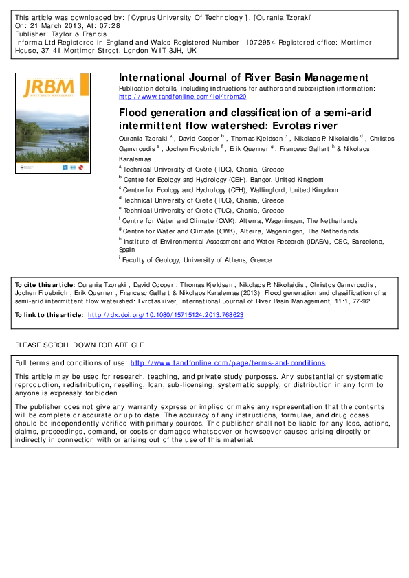 (PDF) Flood generation and classification of a semi-arid intermittent ...