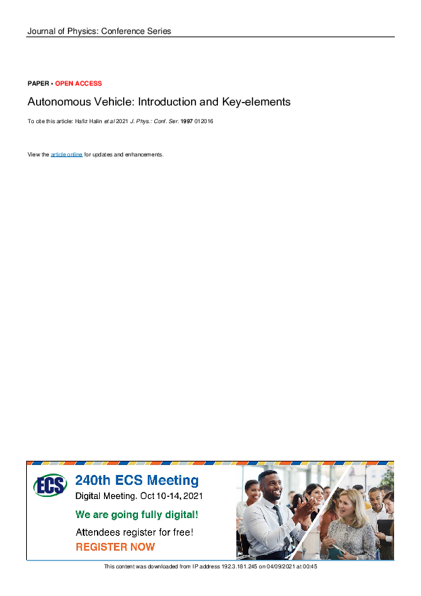 (PDF) Autonomous Vehicle: Introduction and Key-elements