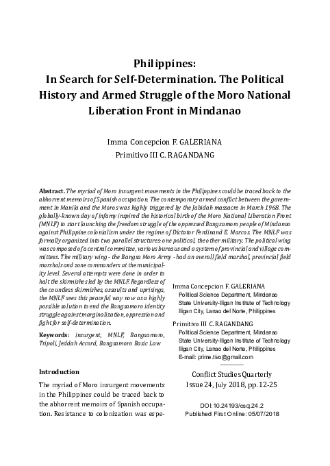(PDF) Philippines: In Search for Self-Determination. The Political ...