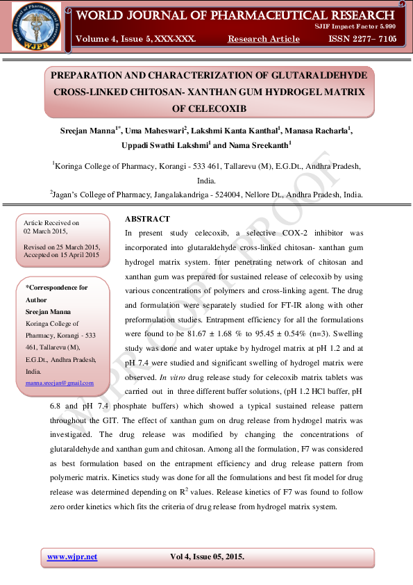 (PDF) Preparation and Characterization of Glutaraldehyde Cross-Linked ...
