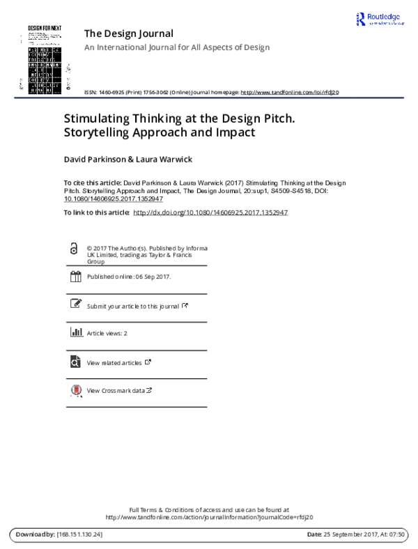 (PDF) Stimulating Thinking at the Design Pitch. Storytelling Approach ...