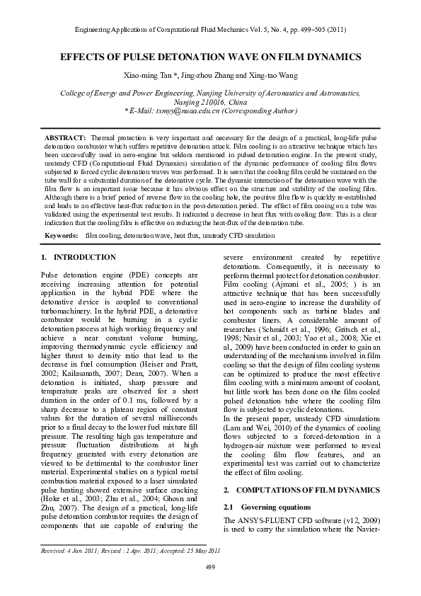 (PDF) Effects of Pulse Detonation Wave on Film Dynamics
