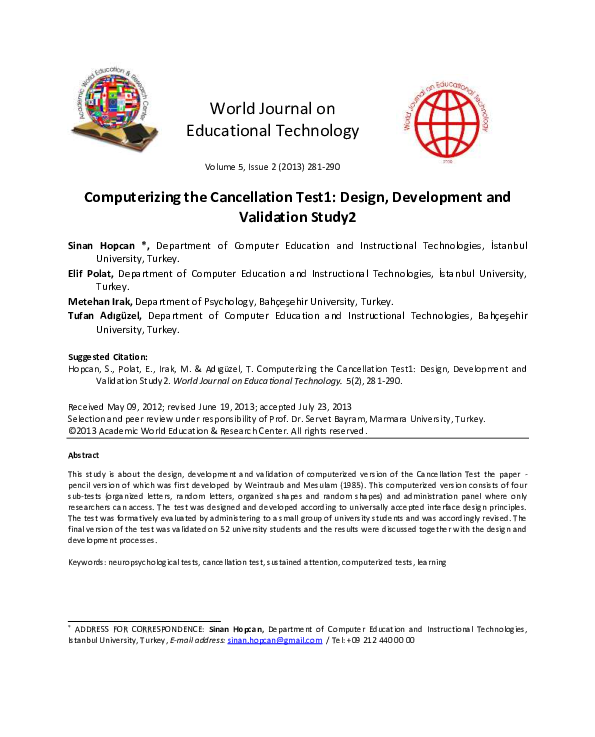 (PDF) Computerizing the cancellation test: Design, development and ...