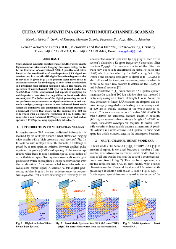 (PDF) Ultra Wide Swath Imaging With Multi-Channel SAR Systems