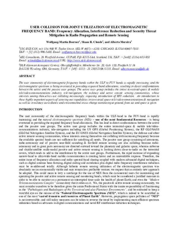 Pdf User Collision For Joint Utilization Of Electromagnetic Frequency