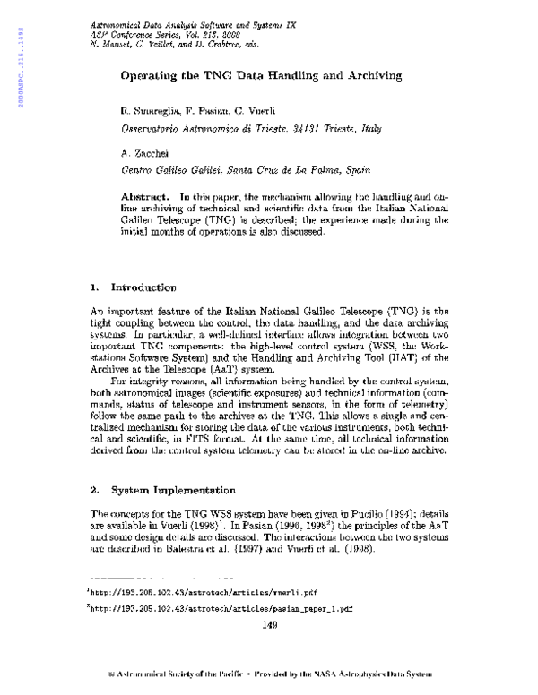 (PDF) Operating the TNG Data Handling and Archiving