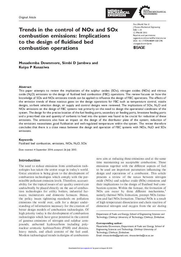 (PDF) Trends in the control of NOx and SOx combustion emissions ...