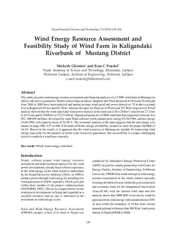 (PDF) Wind Energy Resource Assessment and Feasibility Study of Wind ...