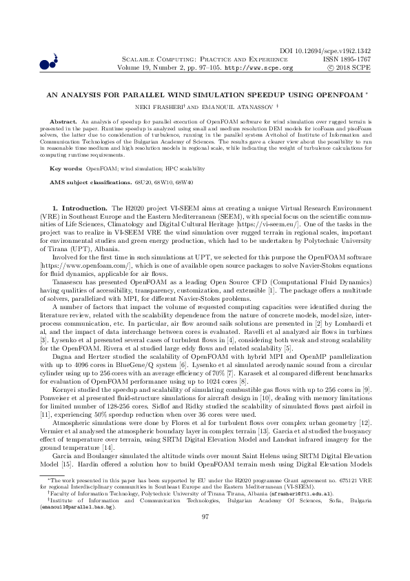(PDF) Speedup of Parallel Wind Simulations with OpenFOAM