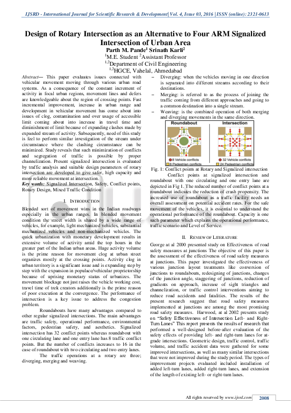 (PDF) Design of Rotary Intersection as an Alternative to Four ARM ...