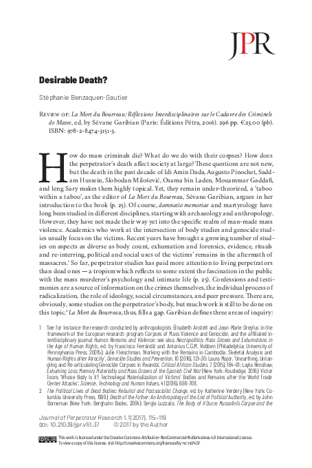 (PDF) Desirable Death? Review of Sévane Garibian, ed., La Mort du ...