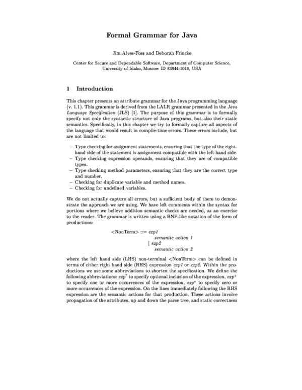 (PDF) Formal Grammar for Java