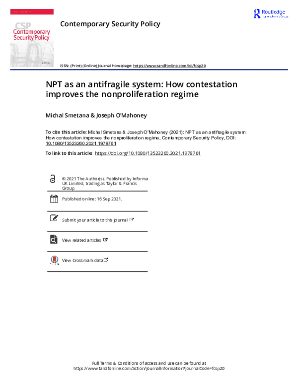 (PDF) NPT as an antifragile system: How contestation improves the ...