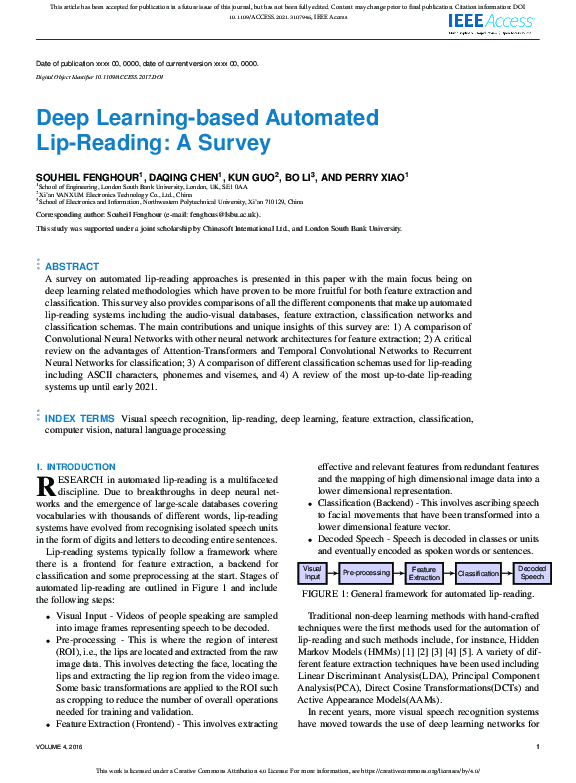 (PDF) Deep Learning-based Automated Lip-Reading: A Survey