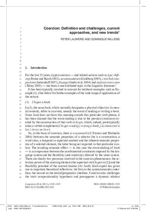 (PDF) Coercion: Definition and challenges, current approaches, and new ...