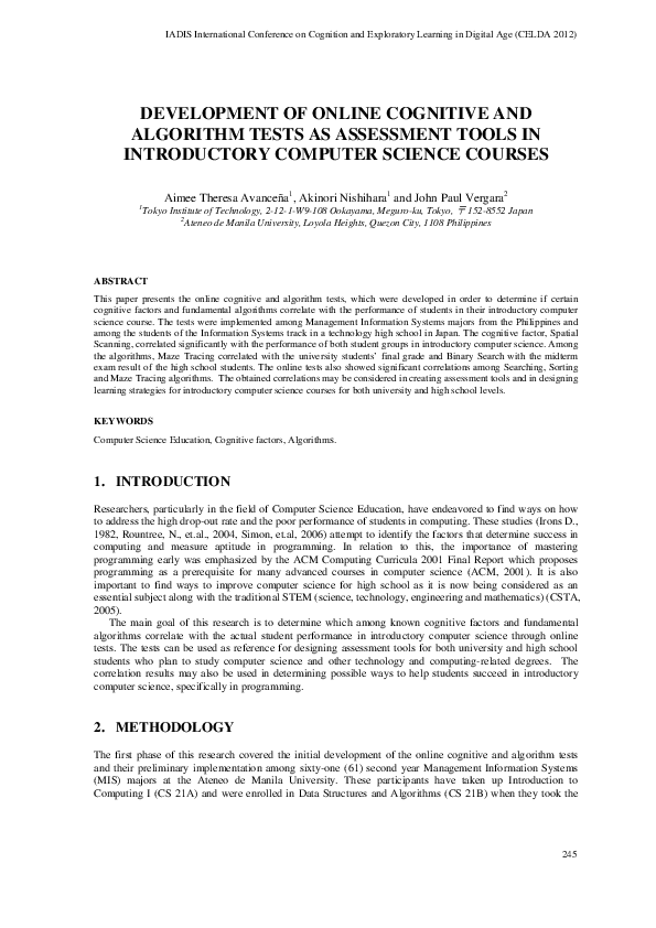 (PDF) Development of Online Cognitive and Algorithm Tests as Assessment ...