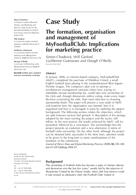 (PDF) The formation, organisation and management of MyFootballClub ...